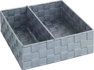 WENKO Küchenorganizer Adria Grau L - mit variabler Trennwand, Polypropylen, 26 x 9 x 26 cm, Grau, 9 x 26 x 26 cm