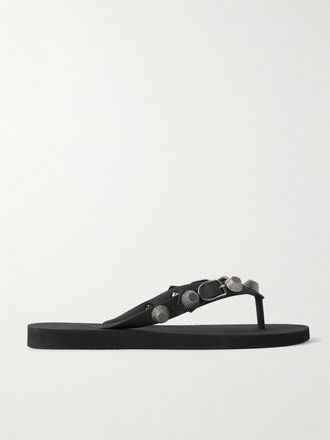 Balenciaga Tongs En Caoutchouc À Ornements Cagole - Noir