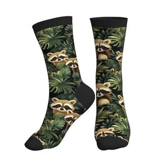 Generic Imprimé Tropical De Raton Laveur Chaussettes Antibactérien Crew Socks Confortable Chaussettes Hommes Pour Bureau Femme Entraînements 40Cm