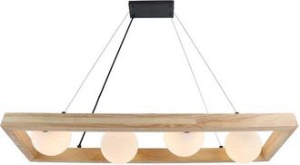Nowa Nowa - Suspension Lampe &agrave; suspendre Lampe de table &agrave; manger Verre Boules Lampe en bois brun h 150 cm