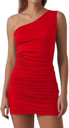 Generico Robe d&eacute;t&eacute; sexy pour femme avec &eacute;paules d&eacute;nud&eacute;es style d&eacute;contract&eacute; pour f&ecirc;te de mariage, rouge, X-Large