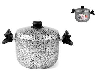 hOme Salt NPepper Cuit-p&acirc;tes Antiadh&eacute;rent, Aluminium, 4 Litres, Noir/Gris, 20 cm