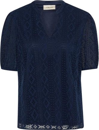 Cream Femme, Blouses et Chemises, Bleu, Taille: 36 FR Élégante Blouse en Dentelle Navy Blazer