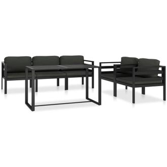 vidaXL 6-tlg. Garten-Lounge-Set mit Kissen Aluminium Anthrazit Vidaxl