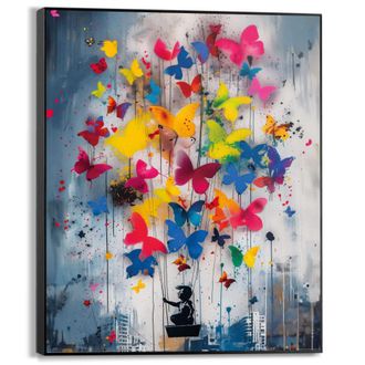Reinders Wandbild, Butterfly Balloon, Kinderzimmer, MDF, 50 x 40