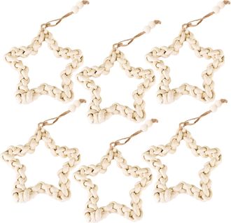 Matches 21 Dekohänger Stern aus Papierkordel Cremeweiß 16 cm im 6er Set - Boho Weihnachtsdeko zum Aufhängen