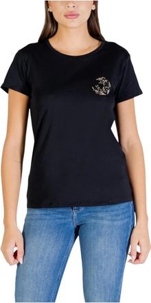 Liu Jo Femme, Tops, Noir, Taille: 36 FR T-shirt &agrave; Manches Courtes et Col Rond en Coton