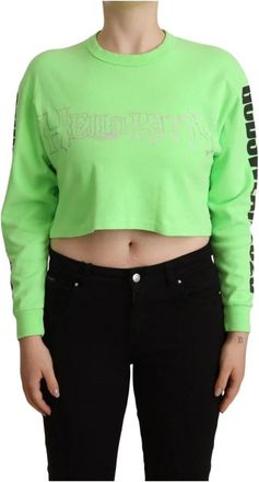 GCDS Bedruckter Langarm Cropped Pullover - - Sweatshirts & Hoodies - Damen - Gr&uuml;n - 2XS