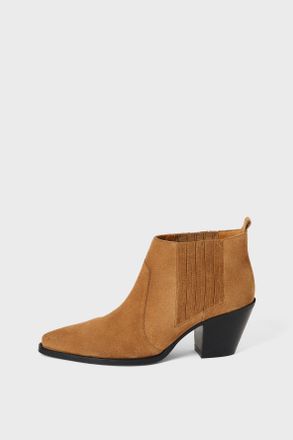 Gerard Darel Boots &agrave; talon en cuir velours - JESSE - Camel