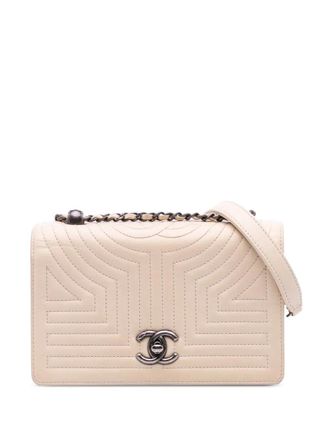 Chanel petit sac à bandoulière Korean Garden Flap en cuir de veau matelassé (2015-2016) - Marron