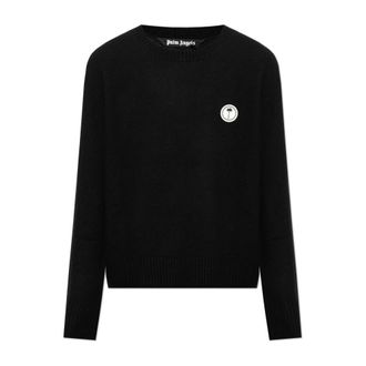 Palm Angels Wollpullover mit aufgen&auml;htem Logo - - Knitwear - Herren - Schwarzk - XL