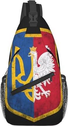 Generic Drapeau De LUkraine Et De La Pologne, Armoiries Polonaises Et Ukrainiennes Sac Banane Multifonctionnel Sacs &Agrave; Dos Antivol Sac Poitrine Pour Excursion 