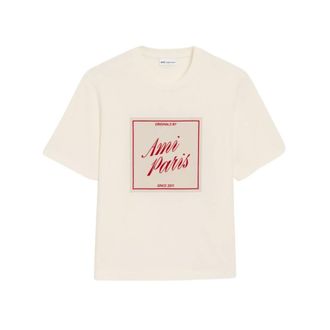 Ami Femme, Tops, Beige, Taille: 38 FR Heritage Print T-shirt