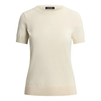 Ralph Lauren Pull &agrave; manches courtes brod&eacute; - Femme - Pulls - Beige - Taille: 42 FR
