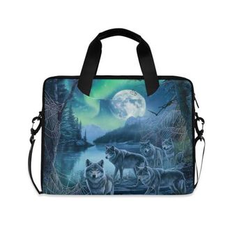 Alaza Sac pour ordinateur portable de 16 à 15,6 pouces, motif loups et toiles daraignée, sac pour ordinateur portable, sac à bandoulière pour femme, homme, 
