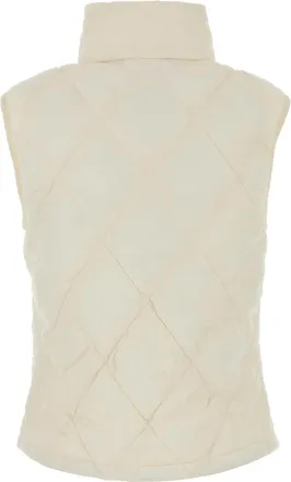 Burberry Womens Ivory Nylon Cheswick Vest Tundrawhite Giubbini Jacket