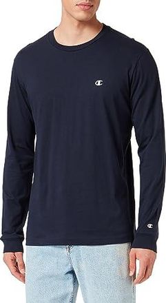 Champion Legacy Basics-L-s Crewneck T-Shirt &agrave; Manches Longues pour Homme, Bleu Marine, X-Small