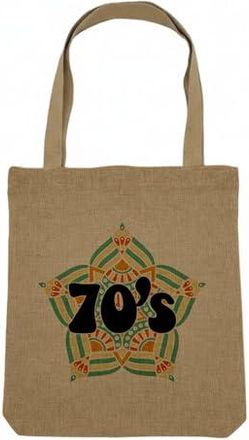 Fabulous Sac Shopping Tote Bag Aspect Lin - 70s Culture Hippie Nostalgie - Sac de Courses Toile Epaisse 360g Beige Naturel Cabas Port&eacute; Epaule Solide Imprim&eacute; en