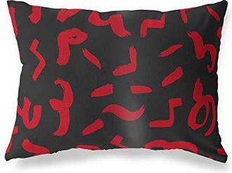 Bonamaison Le Jardin du Lin Kissen Zierkissenbezug Rot-Schwarz Kissenbezug, Weich Bequem, Für Zuhause Autos Büro Sofa Wohnzimmer Couch Schlafzimmer Dekor, 35x50 
