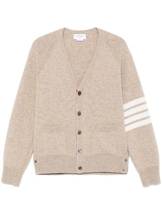Thom Browne cardigan en laine shetland à 4 bandes signature - Tons neutres