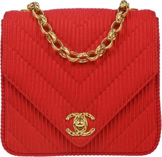 Chanel 1991-1994 Chevron Chain Mini-Tasche - Rot