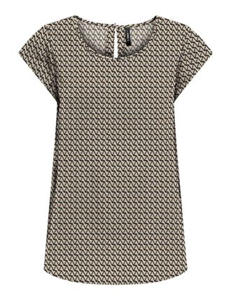 Only Damen Onlnova Life Vis S/S Top T-Shirt, Chipmunk/AOP:588 Breaker geo, 36