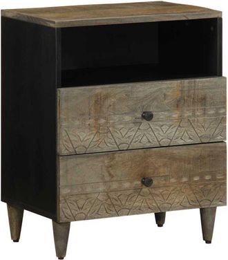 vidaXL Table de chevet gris clair 50x33x60 cm bois de manguier massif Vidaxl