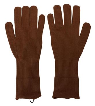 Dolce & Gabbana Brown Cashmere Knitted Hands Mitten Mens Gloves