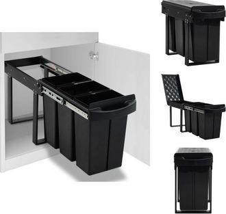 vidaXL Vidaxl - M&uuml;lltonnen & Abfalleimer - Living Abfallsammler Soft-Close 36 l - Schwarz