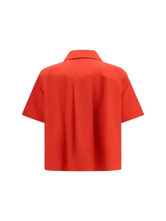 Loewe Womens Short Sleeve Trapeze Shirt Red Cotton