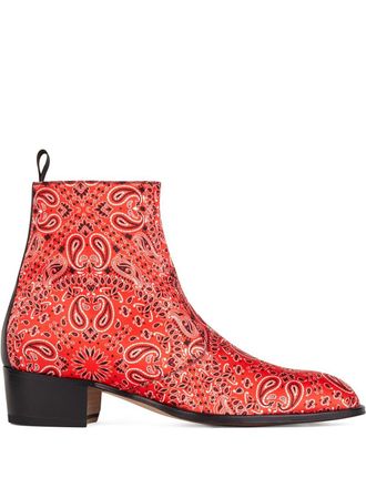 Giuseppe Zanotti bottines à motif cachemire - Rouge