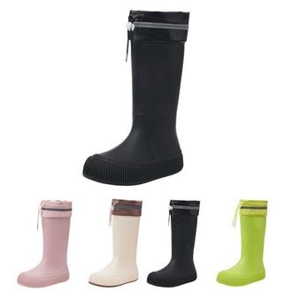 Generic Wellington Bottes de pluie en caoutchouc mi-mollet confortables doubl&eacute;es en peluche Chelsea Bottes de jardin imperm&eacute;ables antid&eacute;rapantes avec fermetur