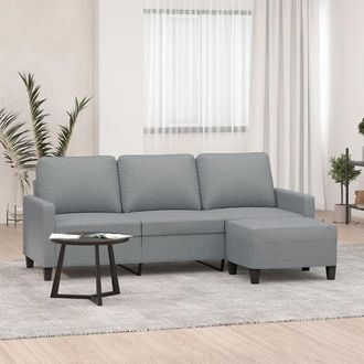 vidaXL Vidaxl - Canapé à 3 places avec repose-pieds Gris clair 180 cm Tissu