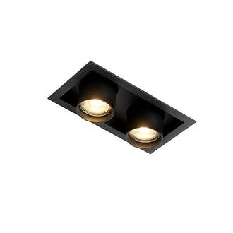QAZQA roof - Spot encastrable - 2 lumi&egrave;re - L 20 cm - Noir - Moderne - &eacute;clairage int&eacute;rieur - Salon I Chambre I Cuisine I Salle &agrave; manger