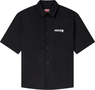 Kenzo Homme, Chemises, Noir, Taille: XL Boke Flower 2.0 Short Sleeve Shirt