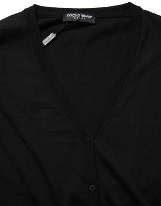 Dolce & Gabbana Virgin Wool Button-Front Cardigan - Black