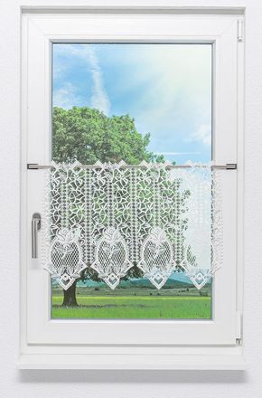 Plauener Spitze Scheibengardine Rosengarten (Bx H) 194,4cm * 45cm naturwei&szlig;/Wei&szlig;