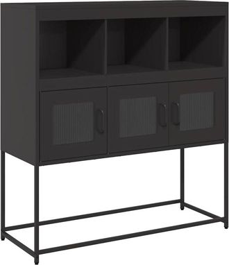 vidaXL Sideboard Schwarz 100,5x39x107 cm Kaltgewalzter Stahl - Vidaxl