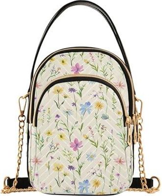Mnsruu Sac à bandoulière pour femme - Motif cachemire et fleurs sauvages - Petit sac à bandoulière avec sangle réglable