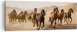 Arttor Panorama Bilder auf Leinwand Pferde Wüste Dünen Leinwandbild 140x50cm Wandbilder Dekoration Wohnzimmer Schlafzimmer Küche Groß XXL Wanddeko Bild Wand 