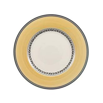 Villeroy & Boch Audun Fleur Assiette plate, 27 cm, Porcelaine Premium, Blanc/Gris/Jaune