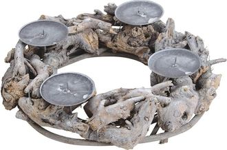 Matches 21 matches21 Adventskranz rustikal Holz Altholz Treibholz Wurzeln Adventsgesteck Kerzenhalter Tischdeko 1 STK &Oslash; 30 cm