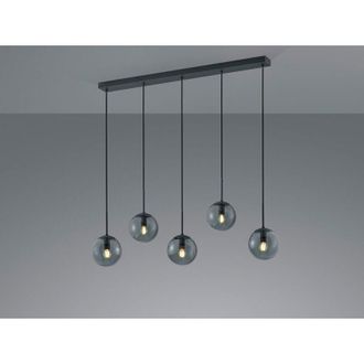 Trio Leuchten Led Pendelleuchte 5-flammig mit Rauchglas Kugeln, Breite 100cm