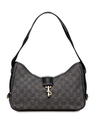 Gucci sac port&eacute; &eacute;paule Jackie en jean &agrave; logo GG (2000-2015) - Noir