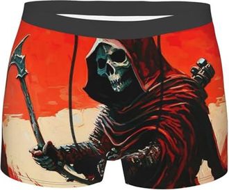 Generic Boxers Homme Cr&acirc;ne De Mort Faucheuse Art Sombre Rouge Rapide Boxer pour Homme avec Ceinture &Eacute;lastique Calecons Hommes pour Sport Travail Usage Quotidi