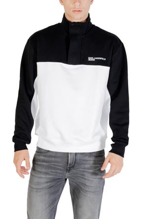 Karl Lagerfeld Regular Blocked Half Zip Sweat, Black/White, XXL