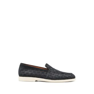 Santoni Homme, Chaussures, Bleu, Taille: 41 1/2 EU Mocassin Tiss&eacute; en Daim