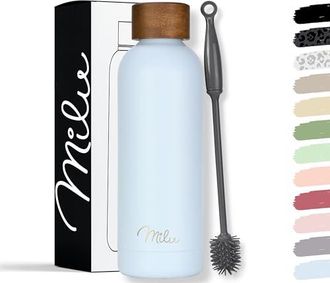 Milu Gourde Isotherme - Bouteille Isotherme - 500ml - Gourde INOX Bouche Standard - Gourde Sport &Eacute;tanche - Gourde Enfant sans BPA - Brosse de nettoyage inc
