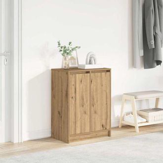 vidaXL Vidaxl - Meuble &agrave; chaussures ch&ecirc;ne artisanal 57x34x76 cm - Bois ding&eacute;nierie r&eacute;sistant &agrave; lhumidit&eacute; - 2 portes et 8 &eacute;tag&egrave;res pour rangement organis&eacute;