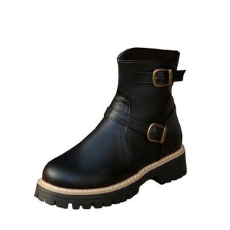 Generic Bottes &agrave; talons pour femme, imperm&eacute;ables, d&eacute;contract&eacute;es, courtes, couleur unie, &eacute;l&eacute;gantes, talon bas et &eacute;pais, boucle &agrave; fermeture &eacute;clair lat&eacute;rale, bot